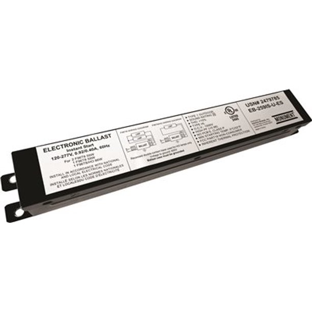 2-LAMP ELECTRONIC FLUORESCENT BALLAST, INSTANT START, 120 / 277 VOLTS ...