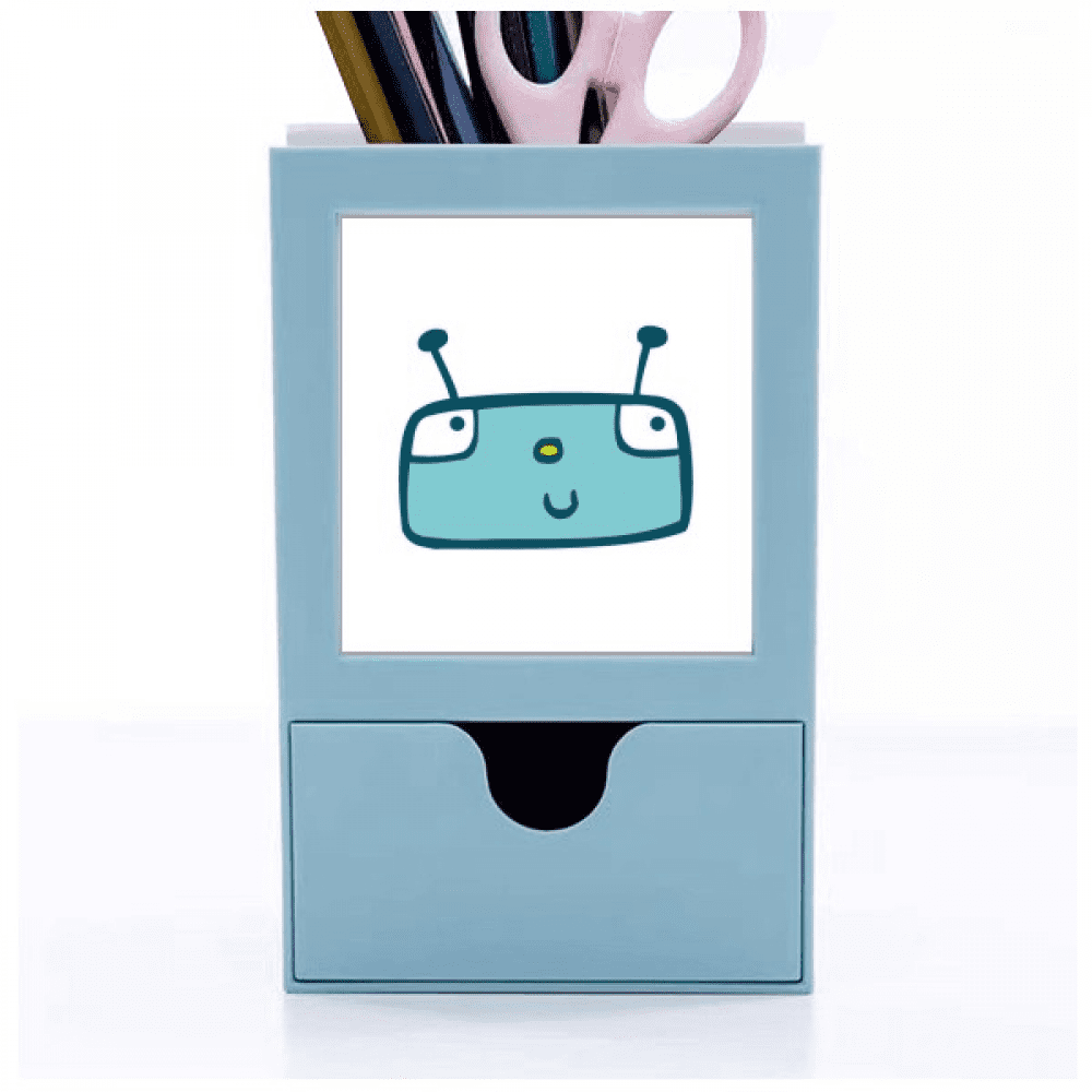 Universe And Alien Blue Robot Desk Supplies Organizer Pen Holder Card ...