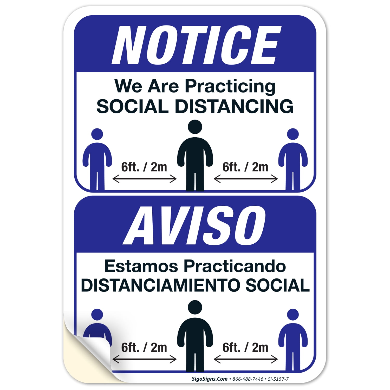 Social Distancing Bilingual Sign, Social Distancing Sign, Spanish ...