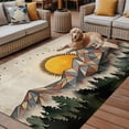 Abstract Landscape Outdoor Rug, Geometric Mountains Sun Bird Forest Non ...