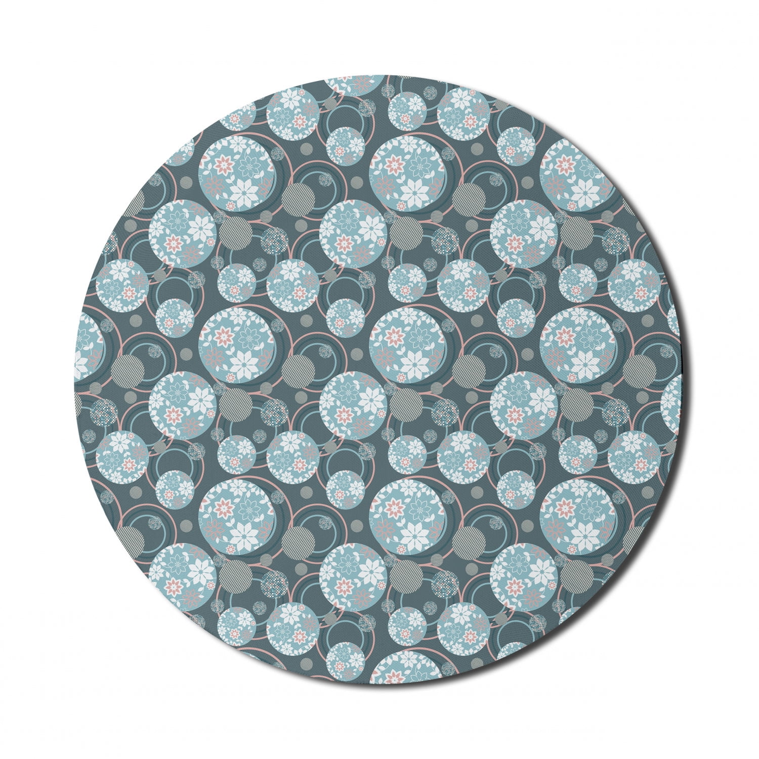 Geometric Circle Mouse Pad for Computers, Floral Ornamental Pastel ...