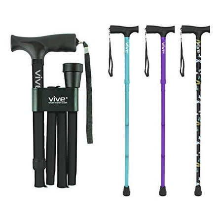 Vive Folding Cane - Foldable Walking Cane for Men, Women - Fold-up ...