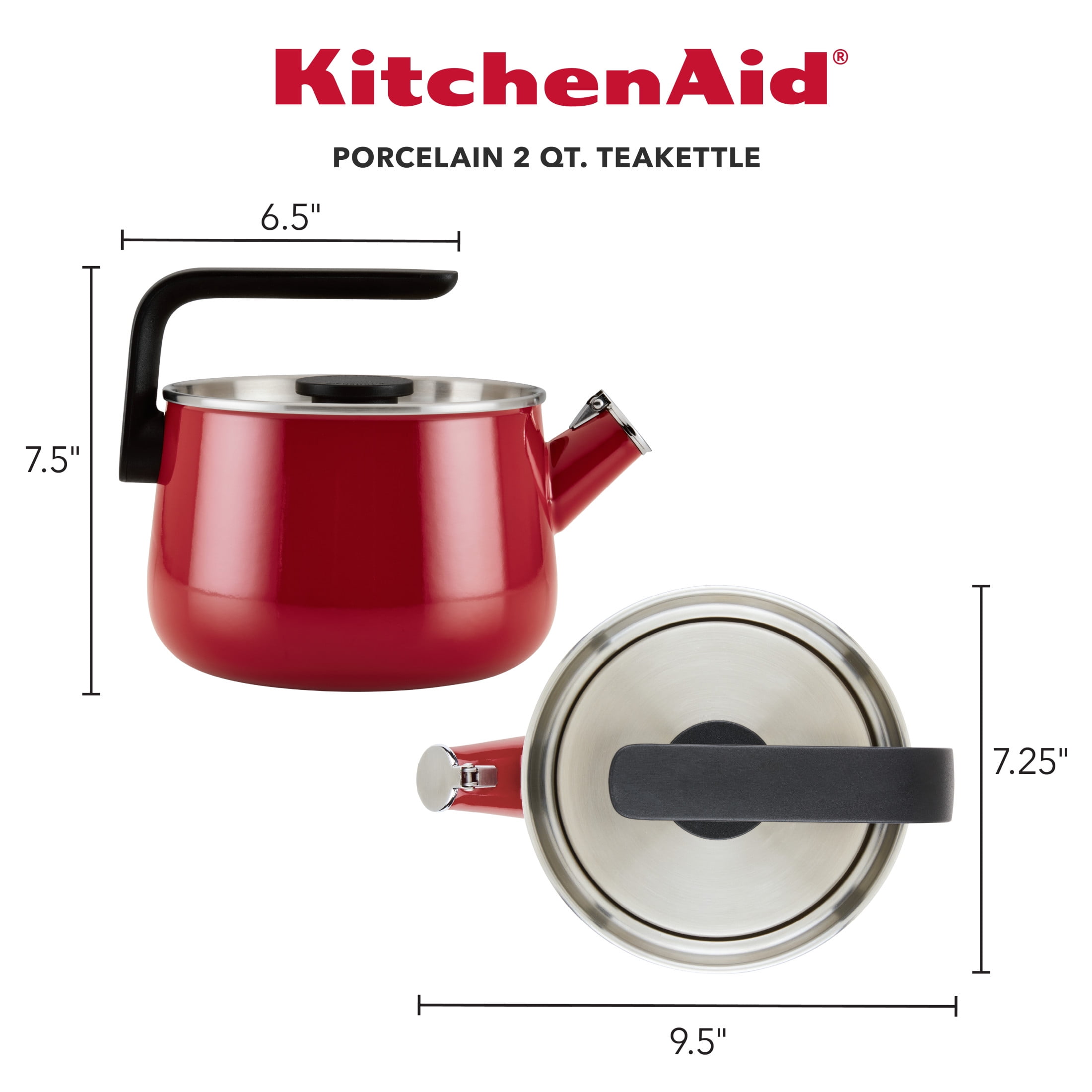 KitchenAid Enamel on Steel 2 Quart Teakettle Empire Red Walmart