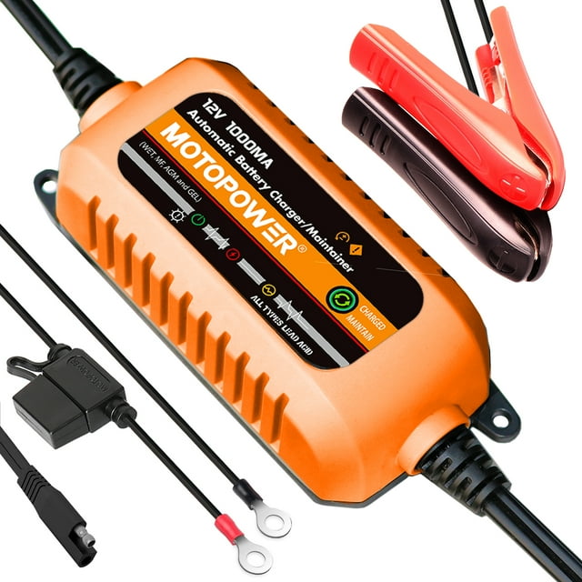 MOTOPOWER MP00205B-R 12V 1000mA Automatic Battery Charger, Battery ...