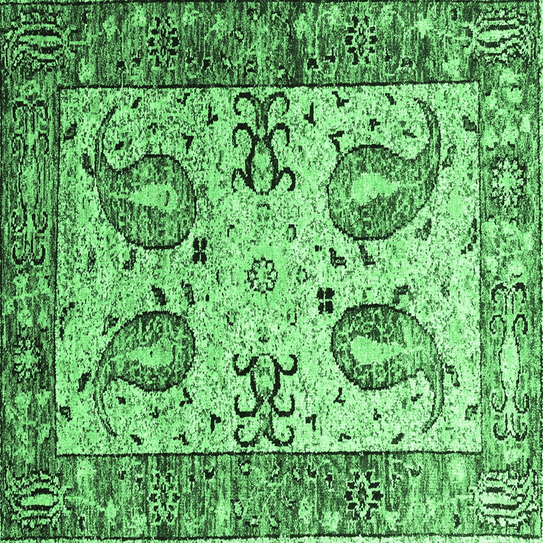 Ahgly Company Indoor Square Abstract Emerald Green Contemporary Area ...
