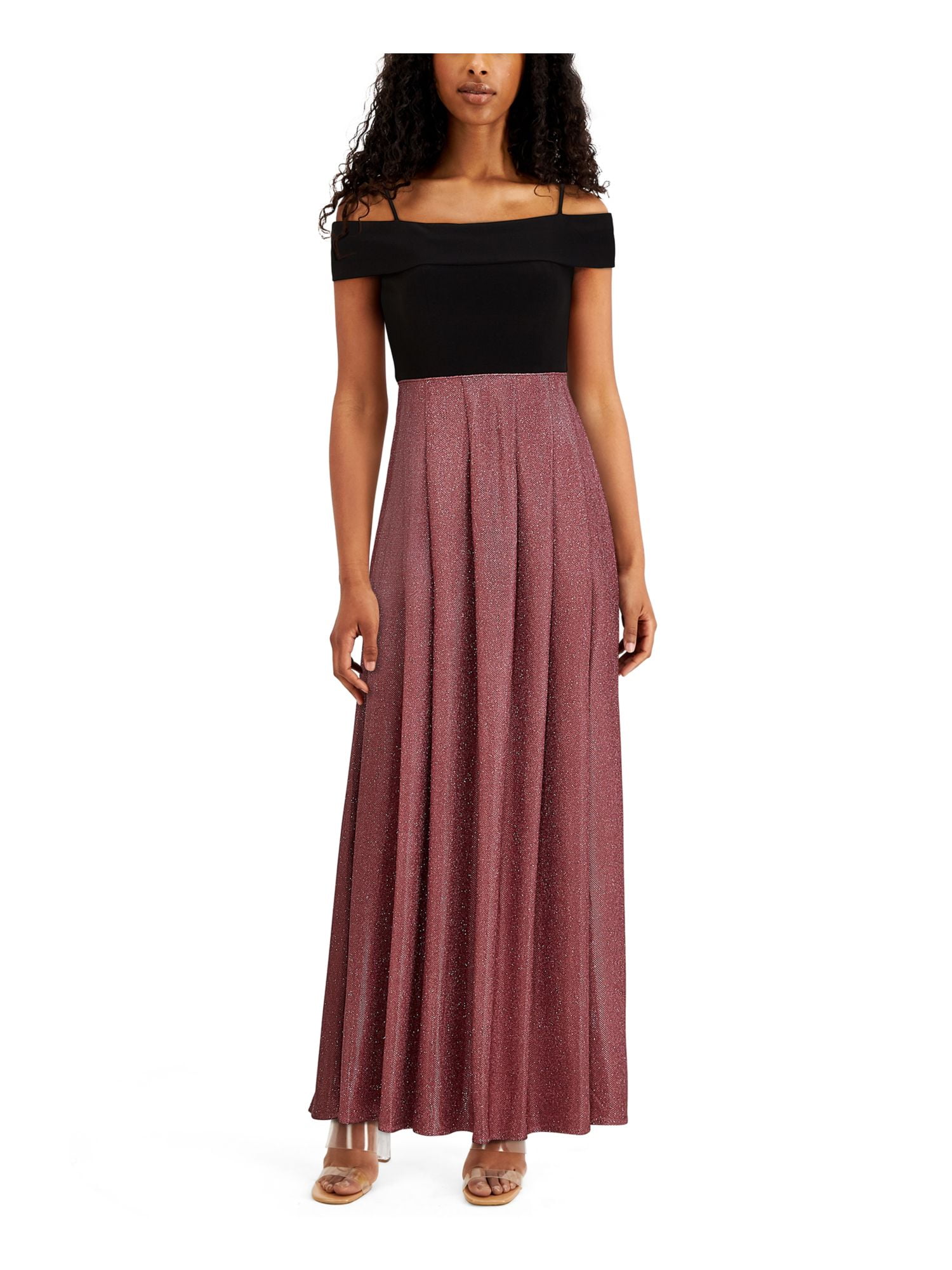MORGAN & CO Womens Pink Textured Patterned Spaghetti Strap Off Shoulder ...