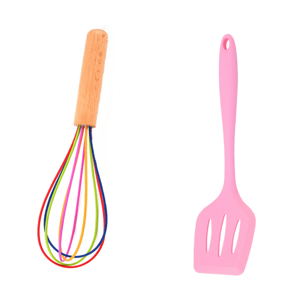 2 Piece Mini Kitchen Utensil Set- Silicone Kitchen Tools with wood ...