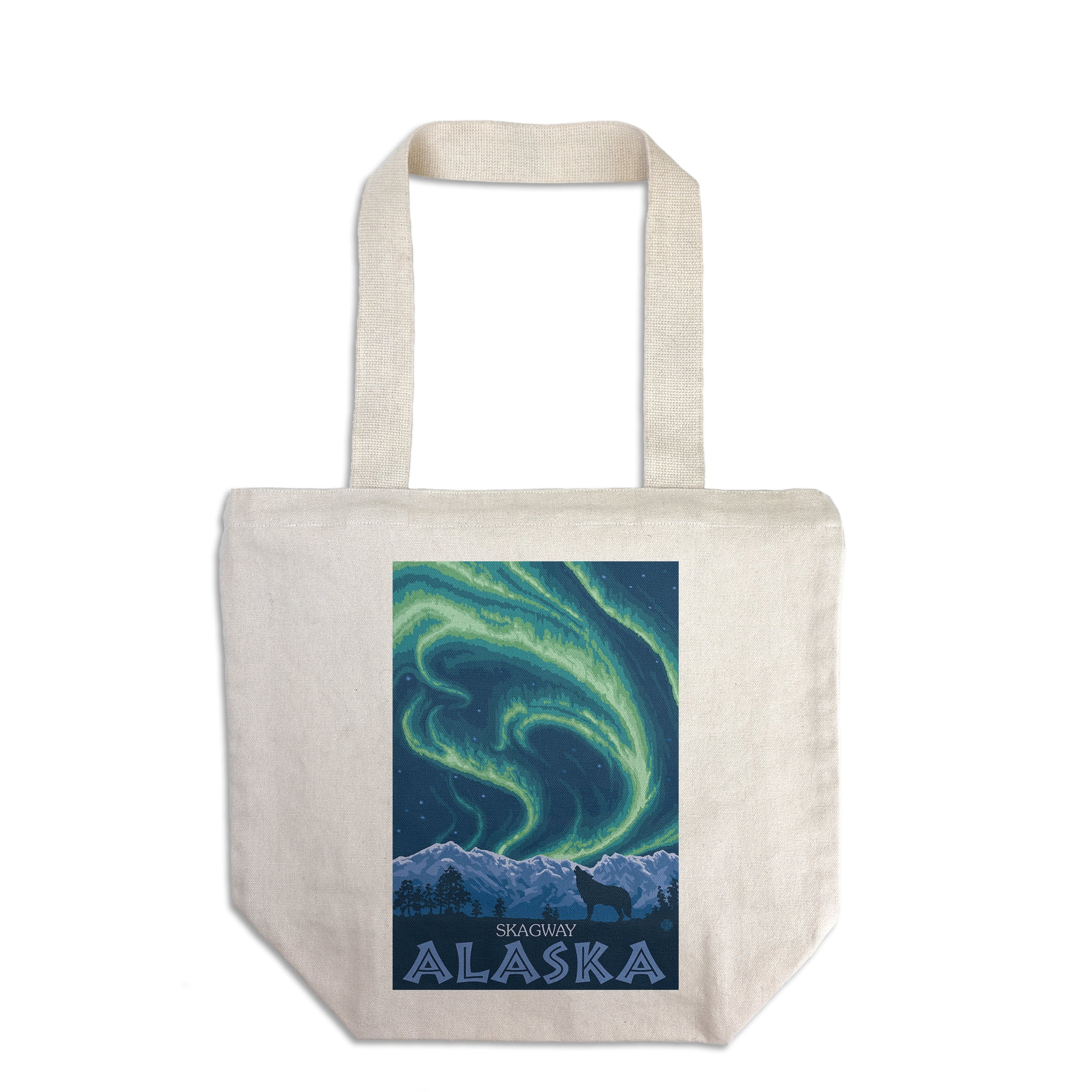 Northern Lights, Skagway, Alaska (100% Cotton Canvas Reusable Tote Bag ...