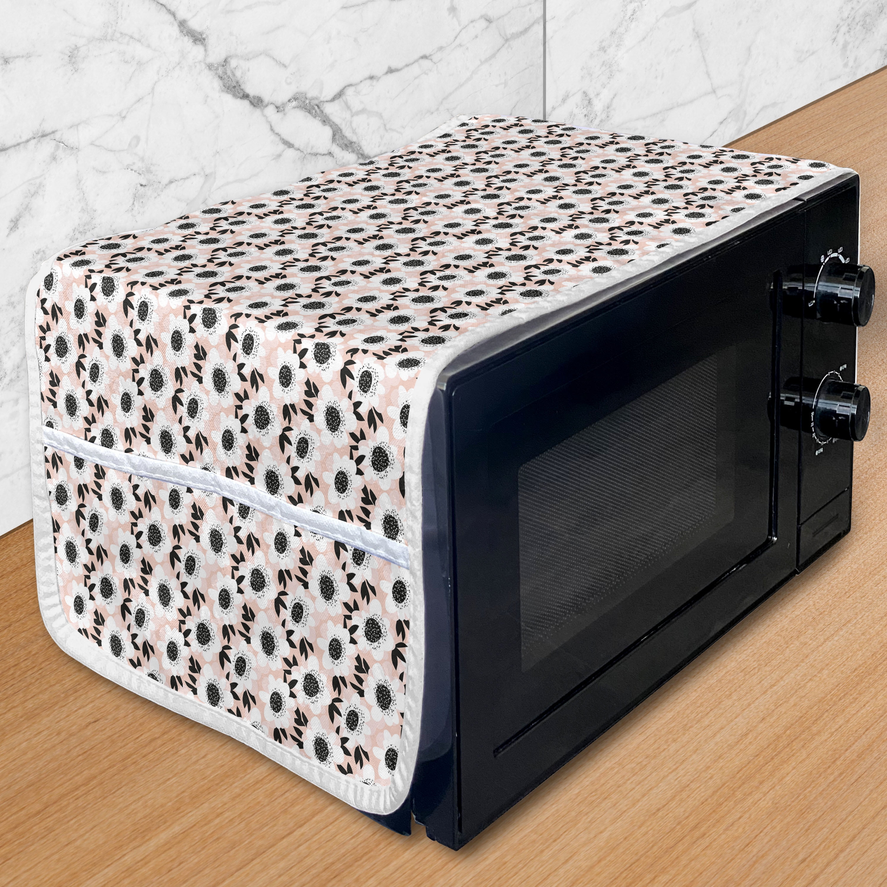 Flower Microwave Oven Cover, Floral Pattern with Soft Pastel Toned ...