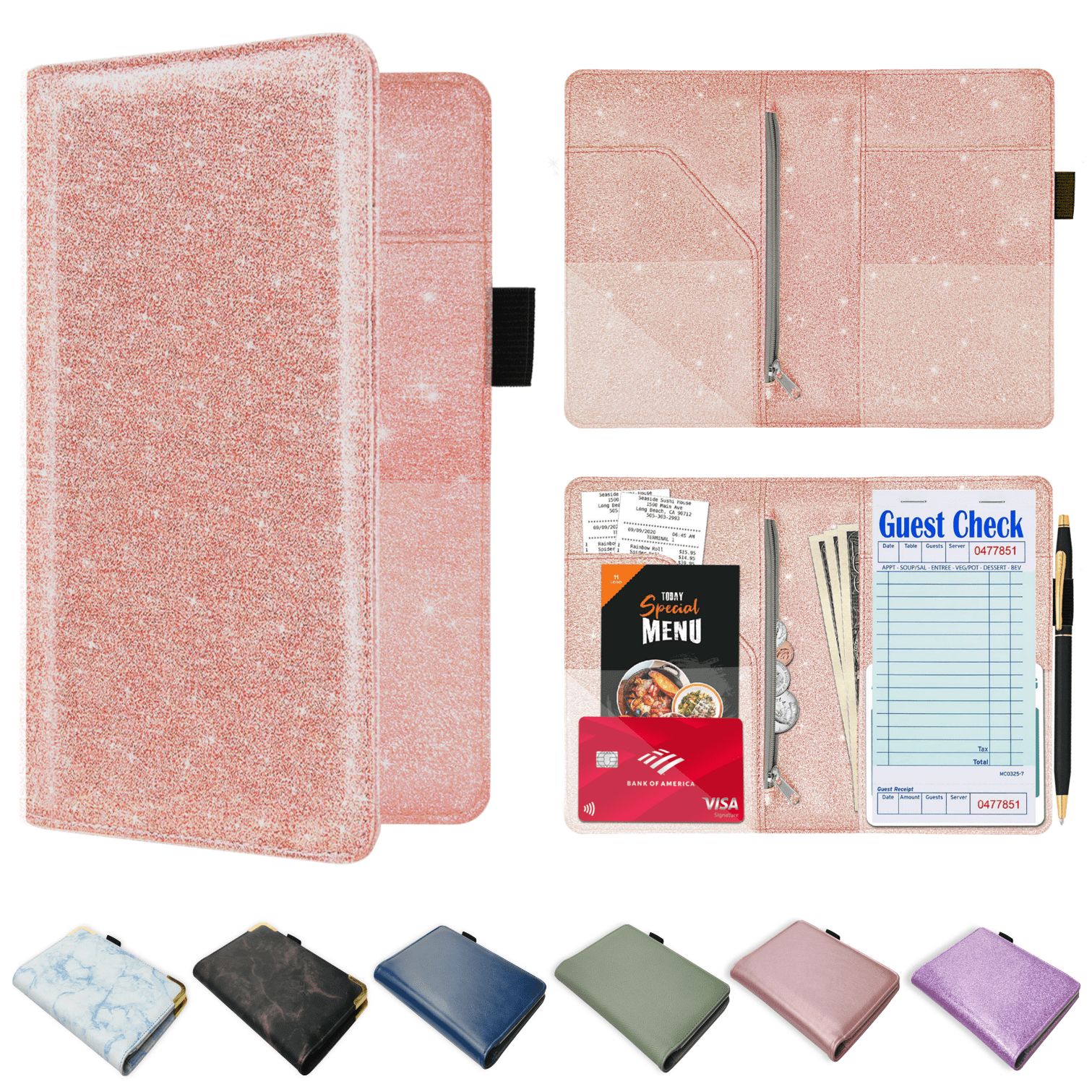 ComfiTime Server Book for Waitress–PU Leather Waitress/Waiter Book w ...