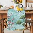 Burlap Table Runner 120 Inches Long, Japanese Cherry Blossoms Cranes ...