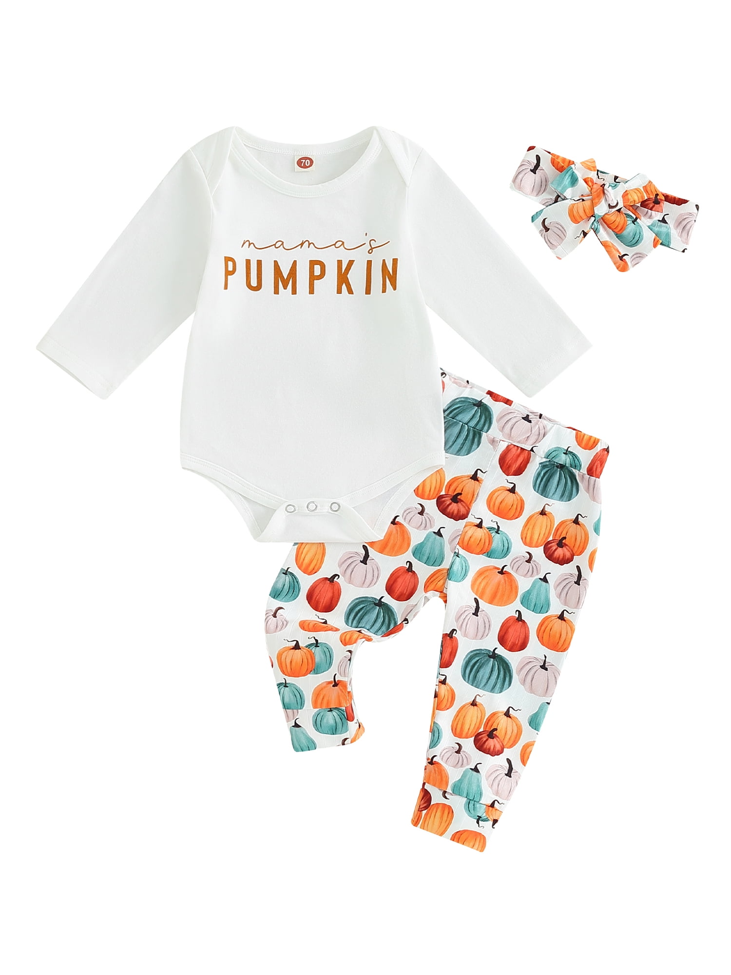 Bagilaanoe 3pcs Newborn Baby Girls Long Pants Set Letters Print Long Sleeve Romper Tops ...