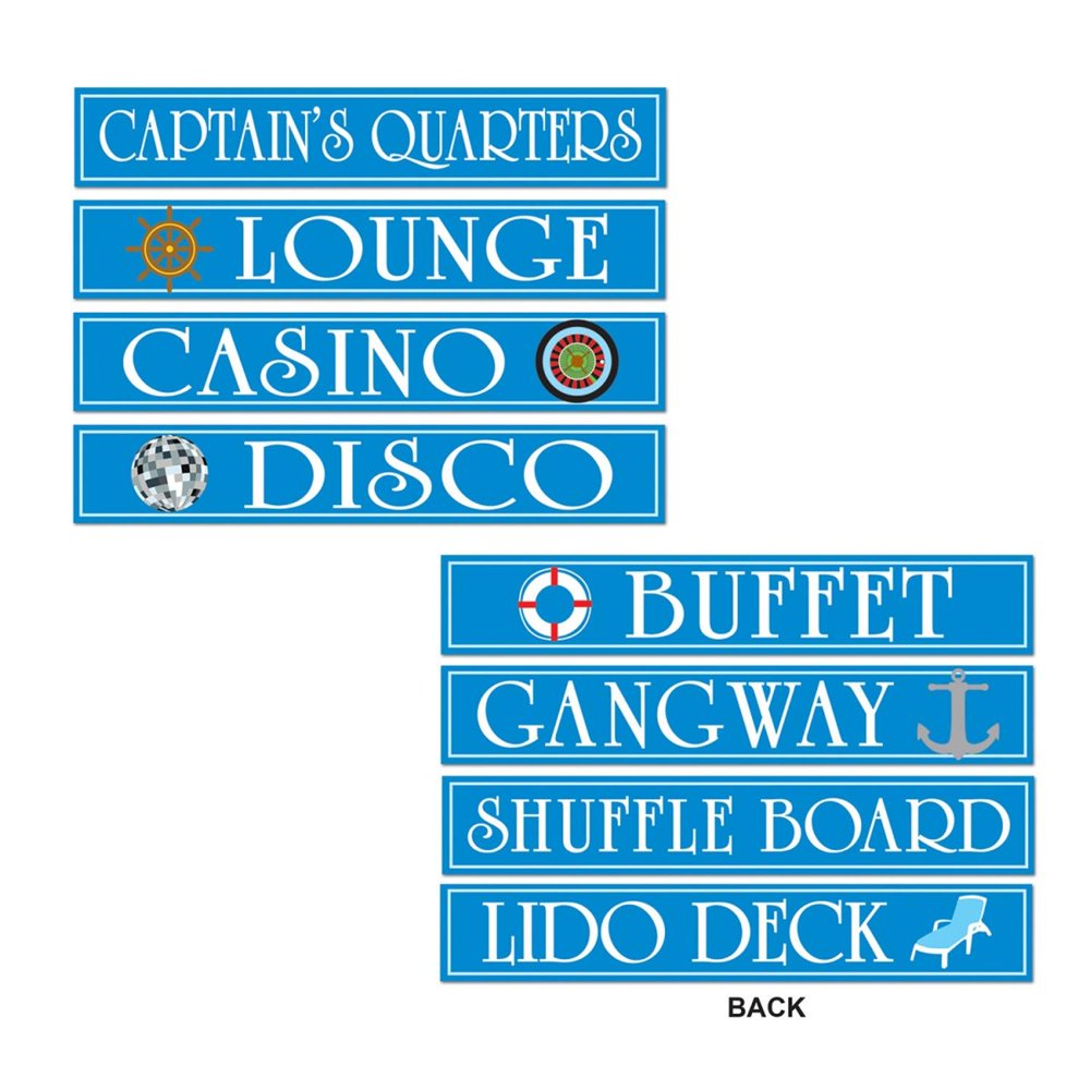 Club Pack of 48 Blue Cruise Ship Sign Cutout Decorations 4" x 24 ...