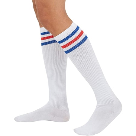 Leotruny Classic Triple Stripes Knee High Tube Socks 70s Clothes for ...