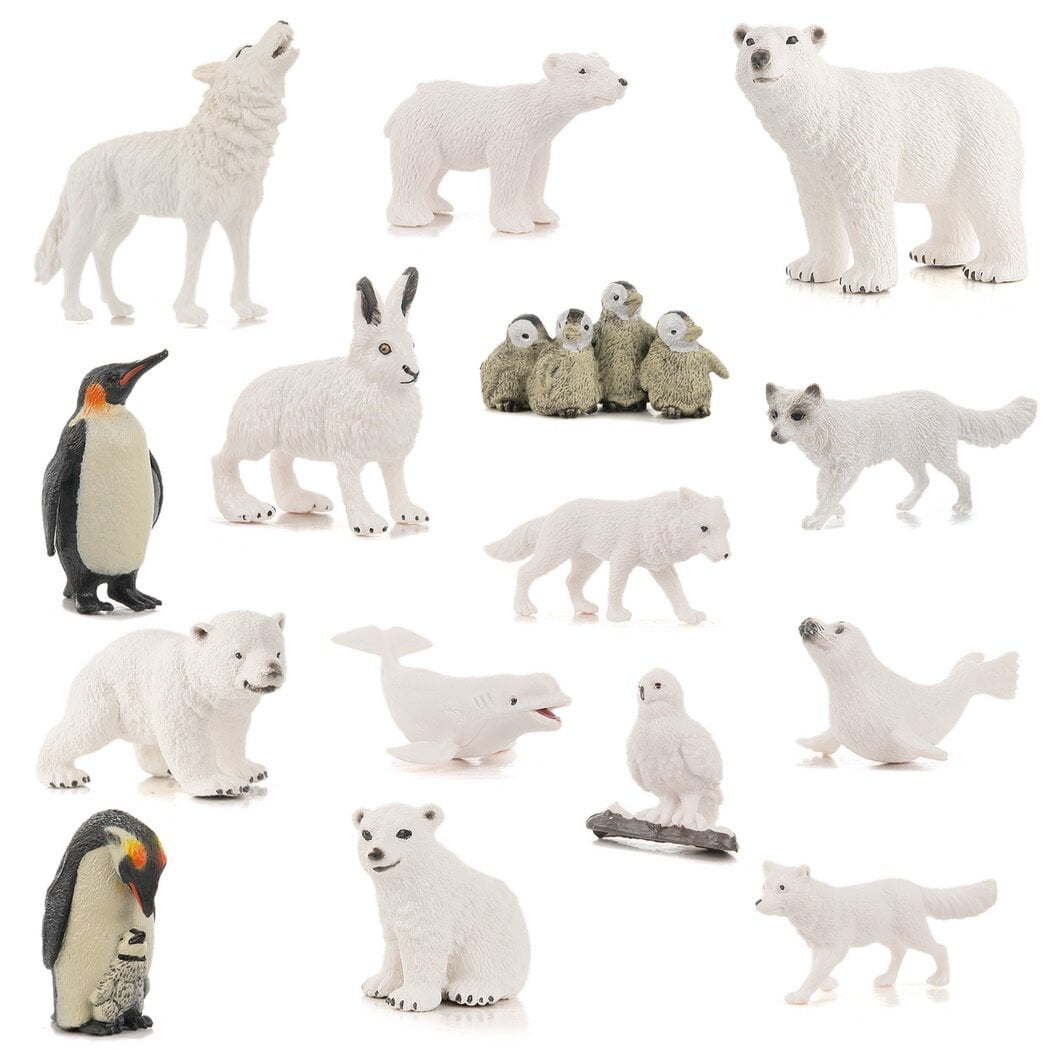 15 figuras de animales polares, osos polares realistas, pingüinos ...