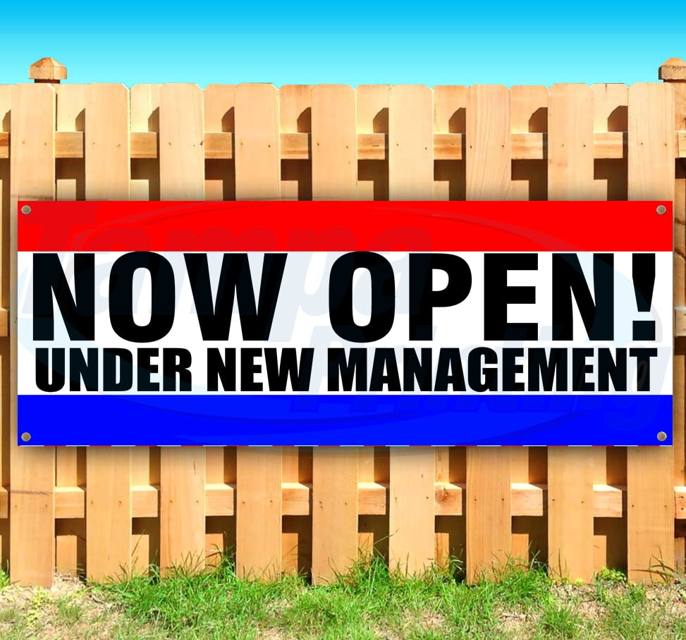 Now Open Under New Management 13 oz Vinyl Banner With Metal Grommets ...