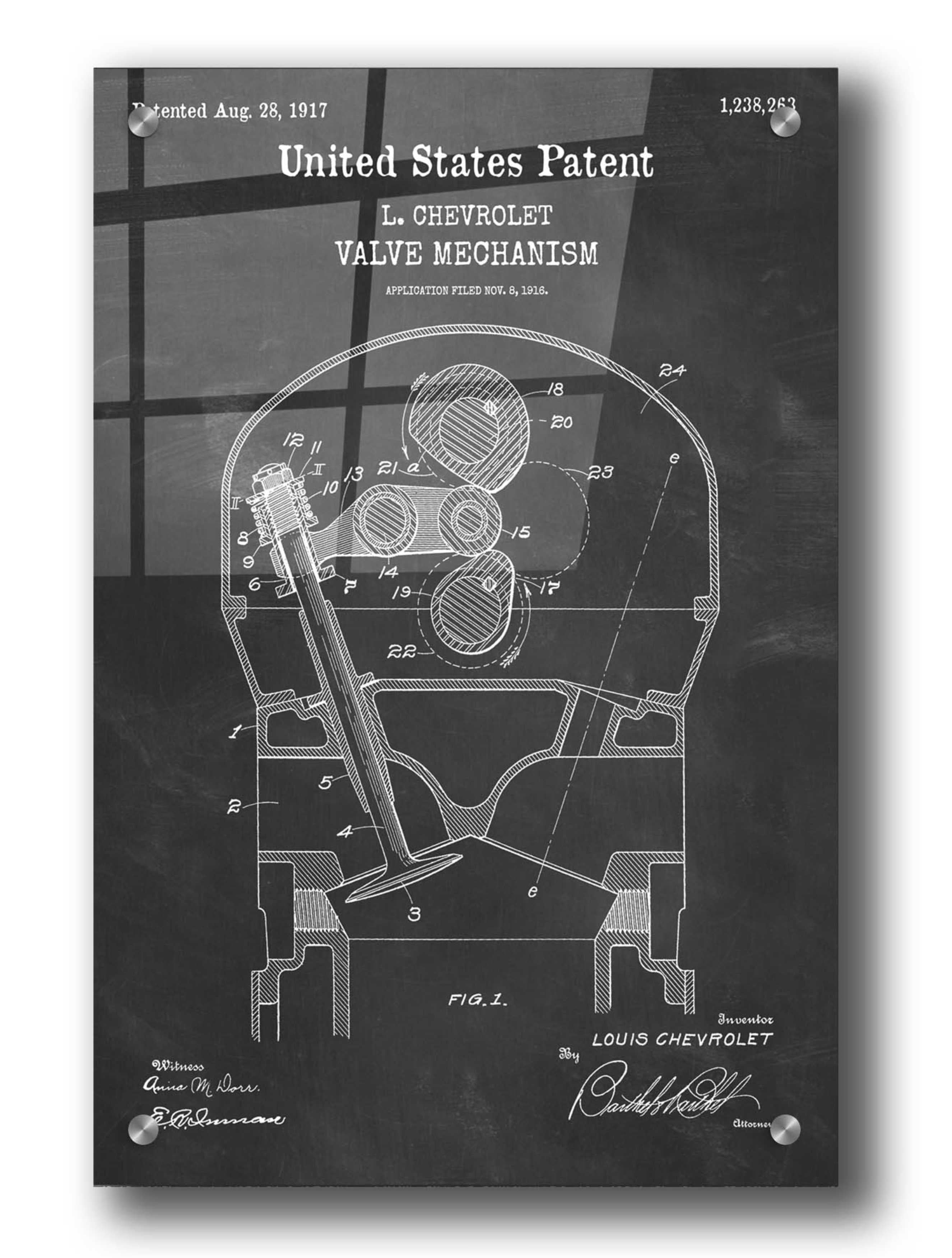 Epic Art 'Valve Mechanism Blueprint Patent Chalkboard,' Acrylic Glass ...