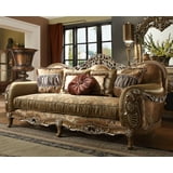 Traditional Antique Brown Chenille Carved Wood 3Pcs Sofa Set By Homey ...