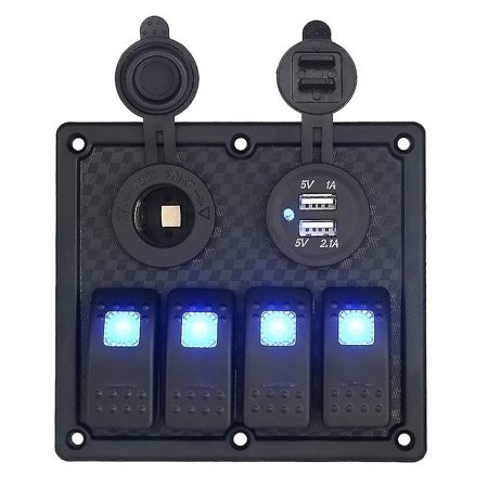 4 Gang Led Usb Toggle Automotive Rocker Switch Panel For Marine Boat ...
