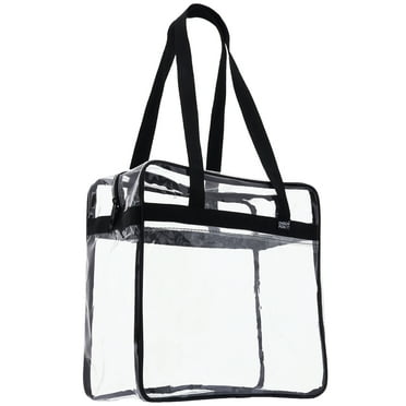 DALIX Clear Transparent Shopping Bag Security Work Tote (Zippered) in ...