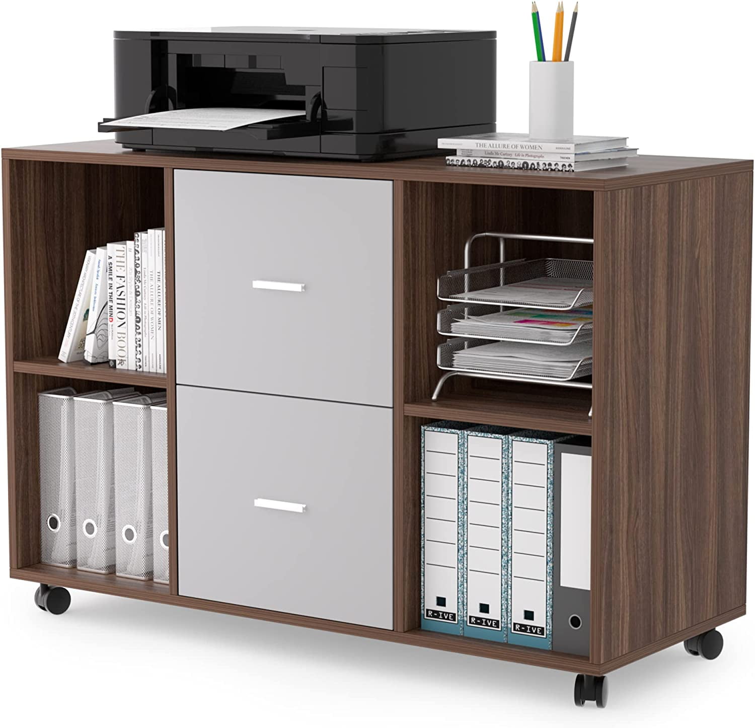 AngLink 2 Drawer File Cabinet, Large Mobile Lateral Filing Cabinet for ...