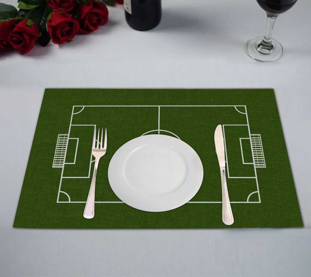 GCKG Soccer Ground Placemat,Soccer Ground Table Placemat 12x18 Inch Set ...