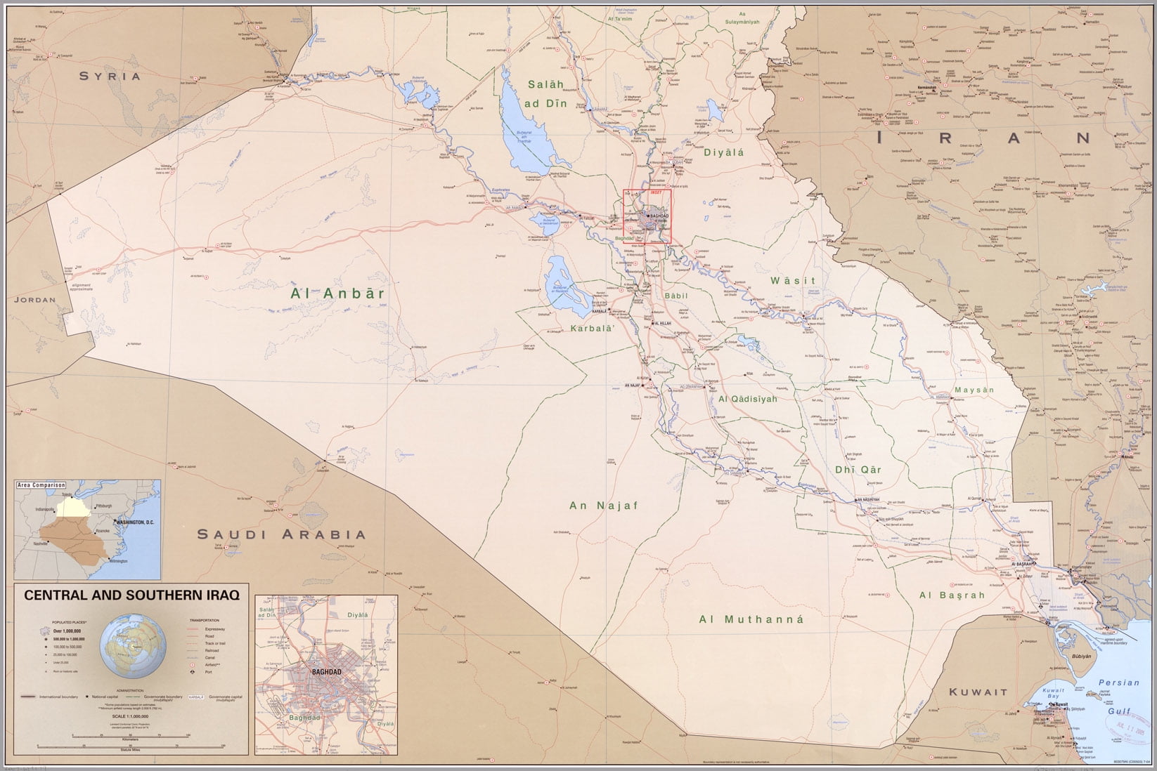 24"x36" Gallery Poster, cia map of Central and southern Iraq. 2004 ...