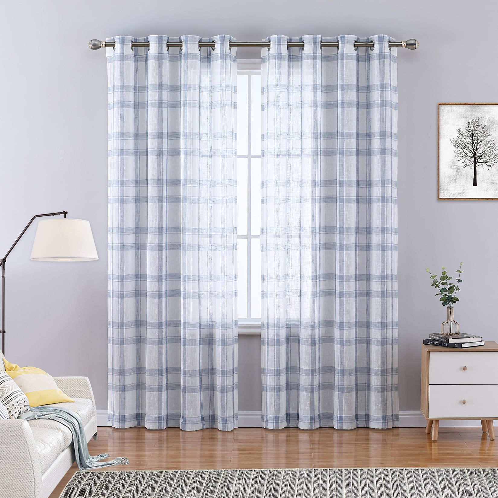 GlowSol 84"L x 52"W Sheer Curtain for Living Room Light Filtering ...