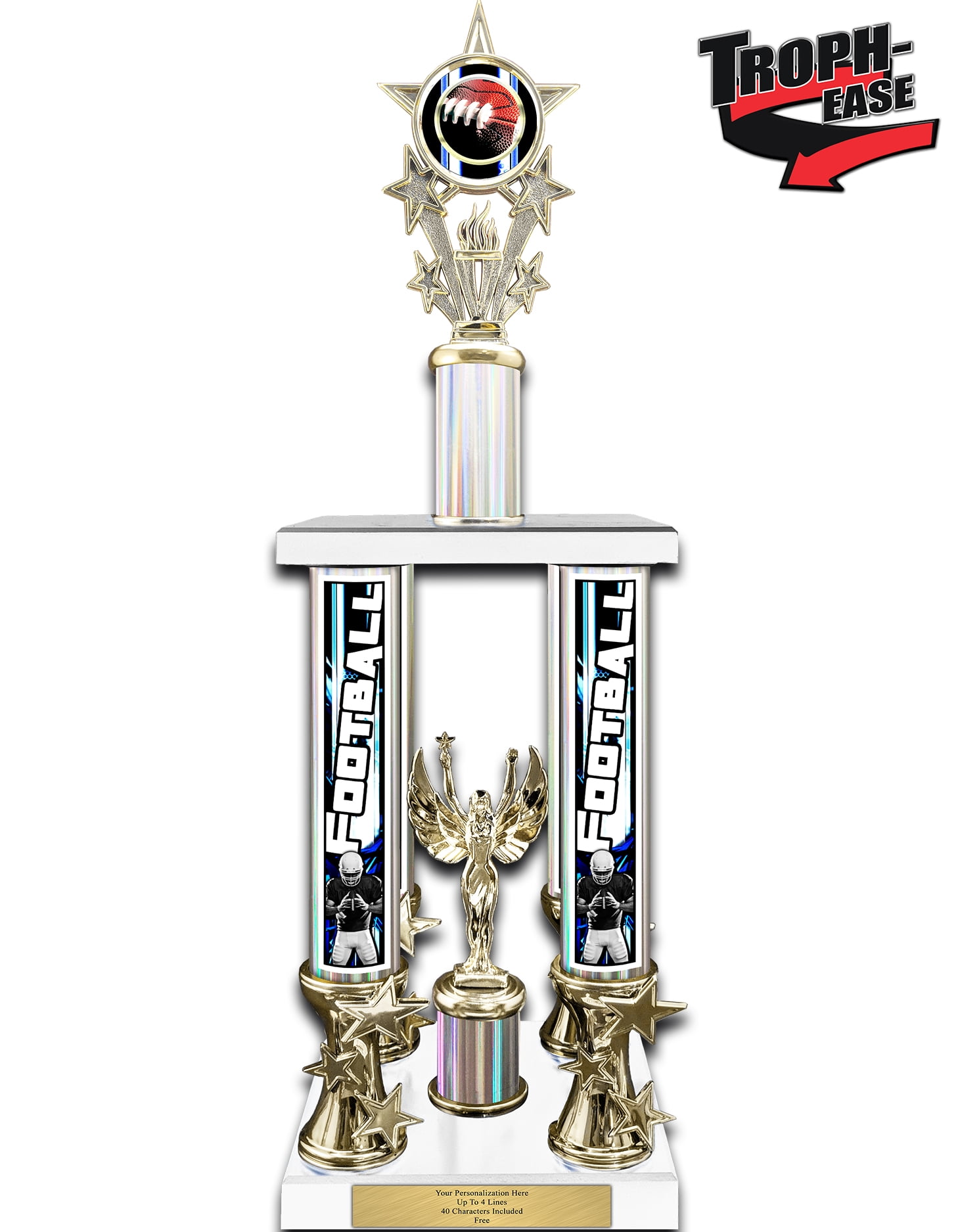 Trophy Deals 23" Action Matrix Football Silver Flute 4 Column Trophy ...