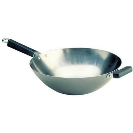 22-0060 14 in. Carbon Steel Flat Bottom Wok - Walmart.com