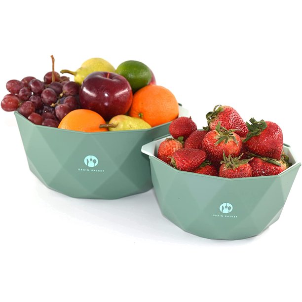 Plastic Colander Set - Stylish Large & Small Pasta Drainer Set ...