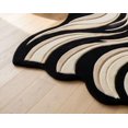 Hand-Tufted Wool Abstract Wavy Swirl Pattern Black and Cream Irregular ...