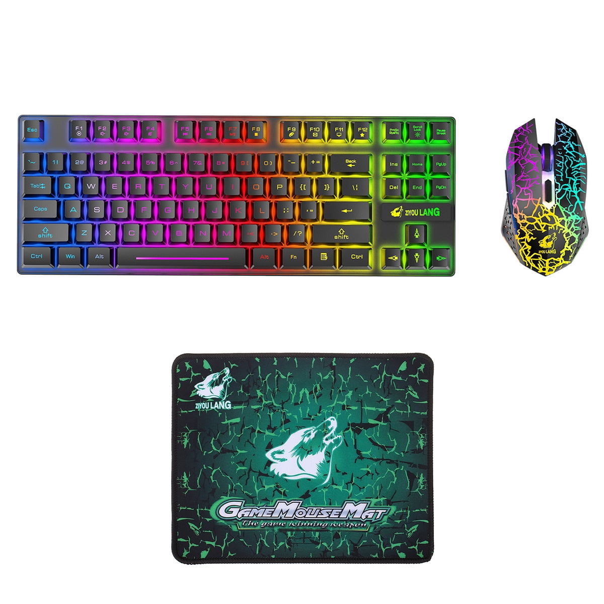 Keyboards PC Rainbow Gaming Keyboard Ergonomic LED Backlit Kizhah Wired ...