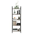 FCH 4-Tier Ladder Shelf Bookcase, Rustic Wood and Metal Storage Unit ...