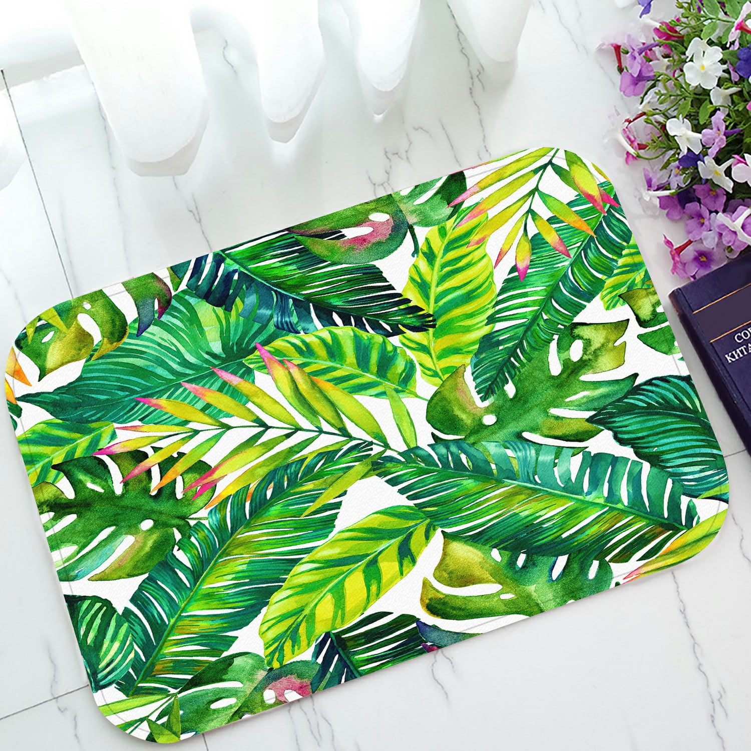 ABPHQTO Colorful Tropical Leaves Exotic Plants Doormat Entrance Rug ...