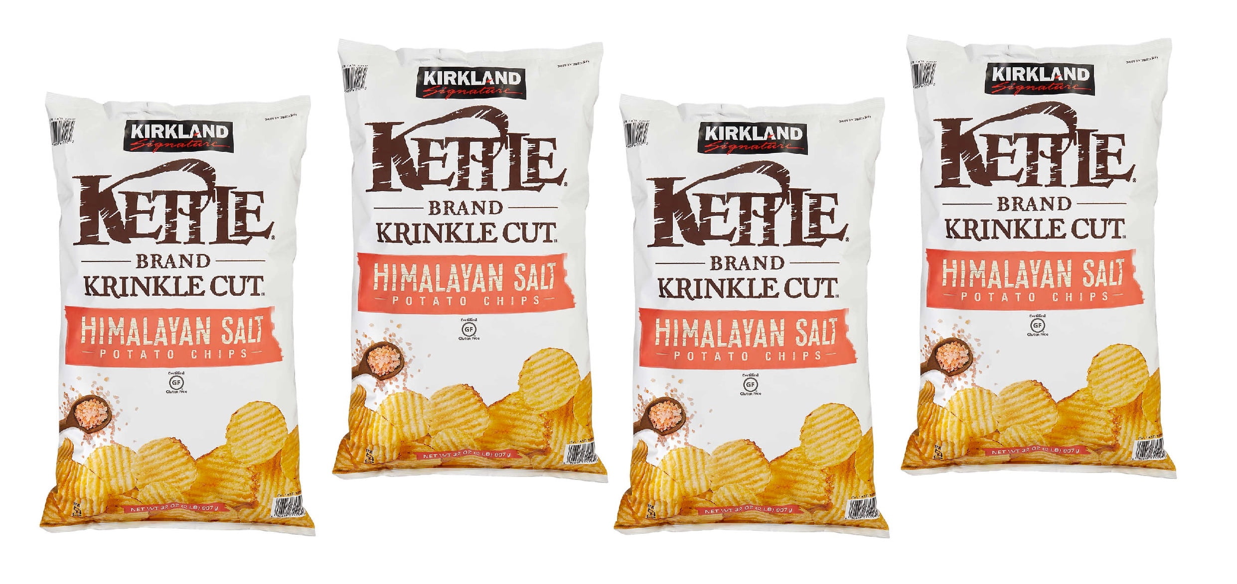 Kirkland Signature Krinkle Cut Kettle Chips, Himalayan Salt, 32 oz 4PK ...