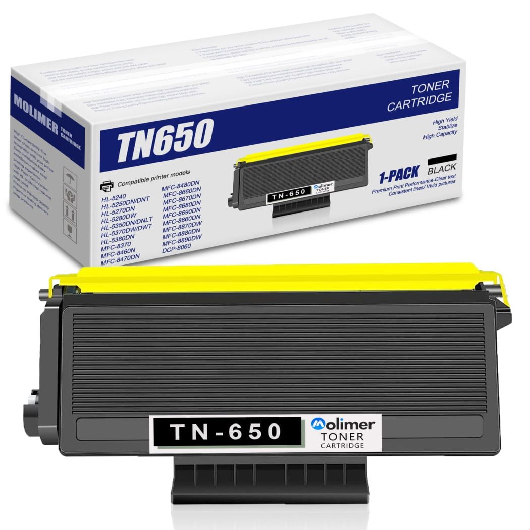 TN650 Toner Cartridge 1 Black Replacement for Brother HL-5240 5270DN ...