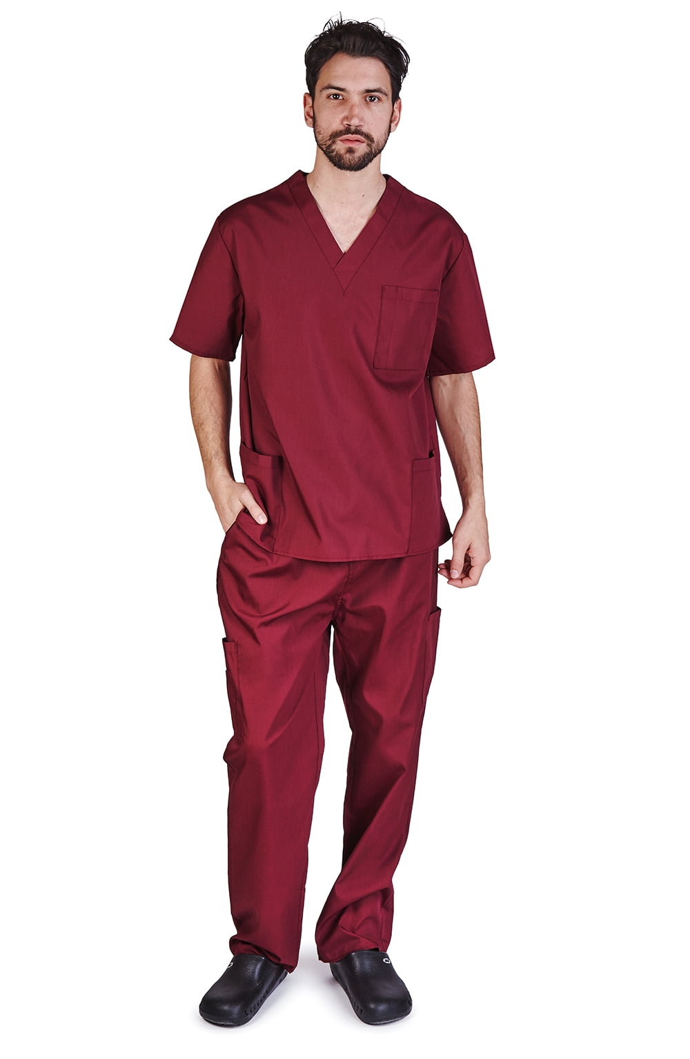 Natural Uniforms Men Scrub Set, Men Medical Uniforms 102 (Burgundy, XXX ...
