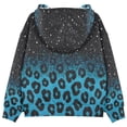 BZSMCE Blue Sparkly Glitter Leopard Print Hoodie Casual Pullover ...