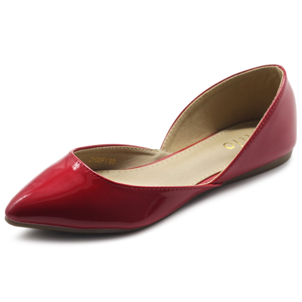 Ollio Women's Shoes Patent Leather Slip On Comfort Light Pointed Toe ...