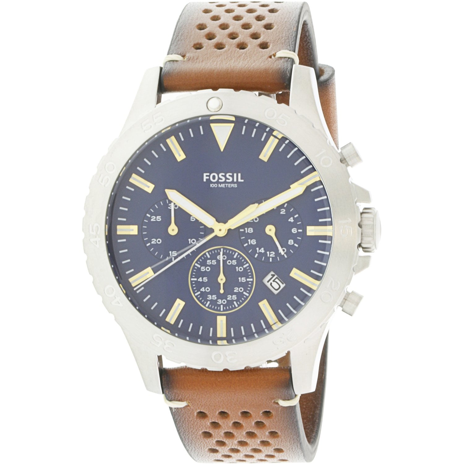 Fossil - Fossil Men's Crewmaster CH3077 Silver Leather Japanese Quartz ...