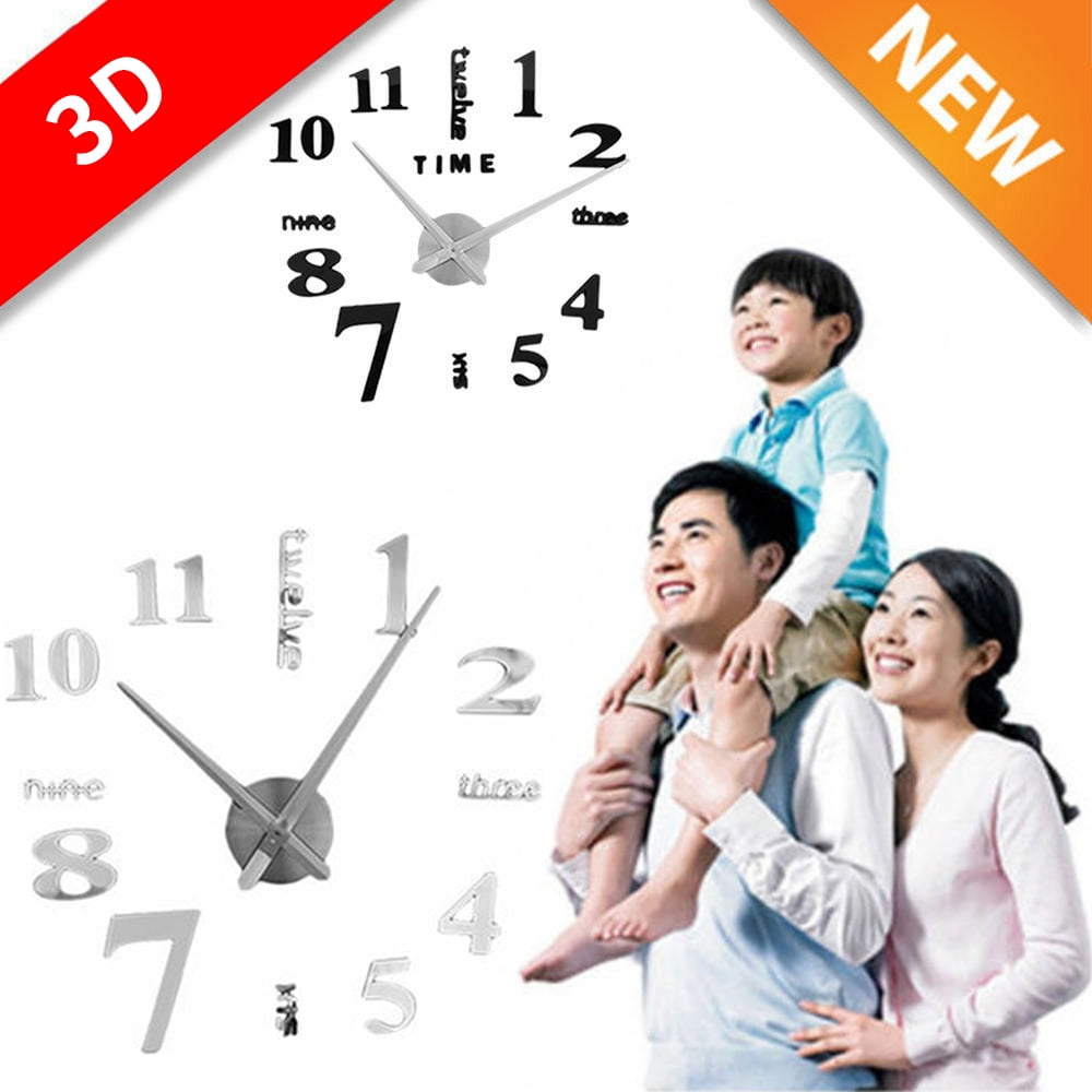 EASTIN Frameless DIY Wall Acrylic Clock,Modern 3D Mirror Wall Clock ...