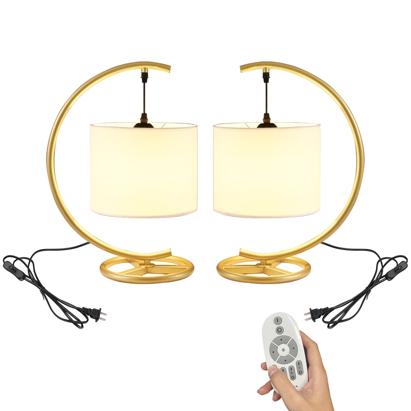 Kiven Modern Plug in Table Lamp, Dimmable Desk Lamp with Fabric ...