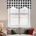 Black White Plaid Tie Up Valances Curtain, Simple Pattern Adjustable ...