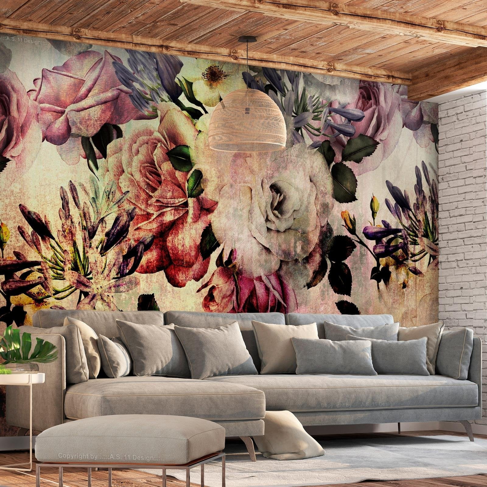 Tiptophomedecor Peel and Stick Floral Wallpaper Wall Mural - Vintage ...