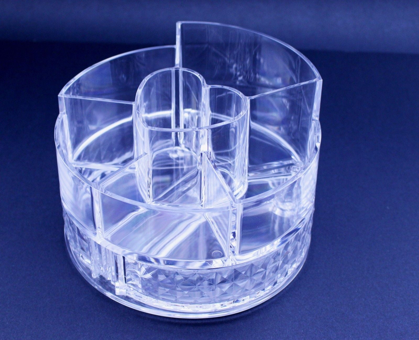 Clear Acrylic Jewelry and Beauty Organizer Round With 2 Drawers and 6 ...