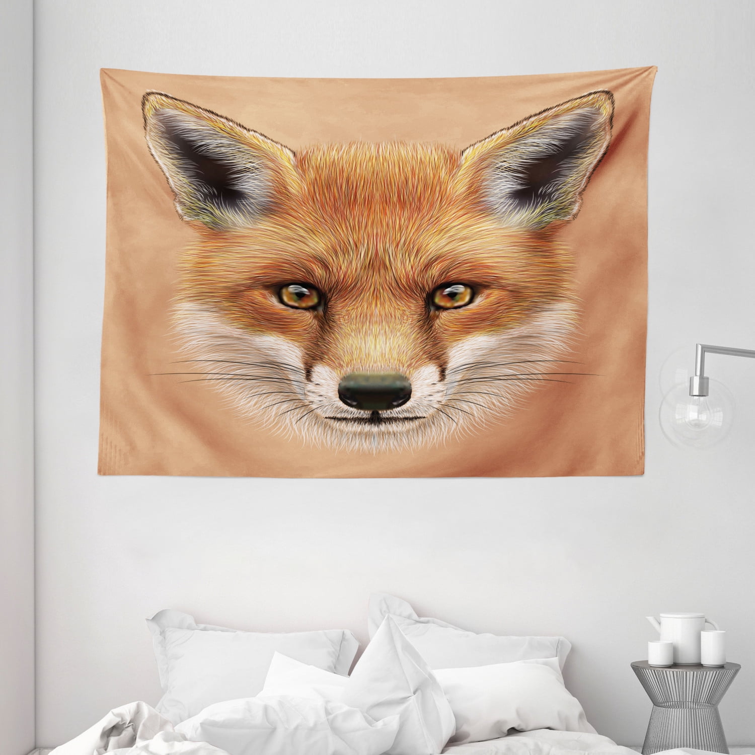 Fox Tapestry, Cute Fluffy Face of Forest Fox Young Baby Mammal Predator ...