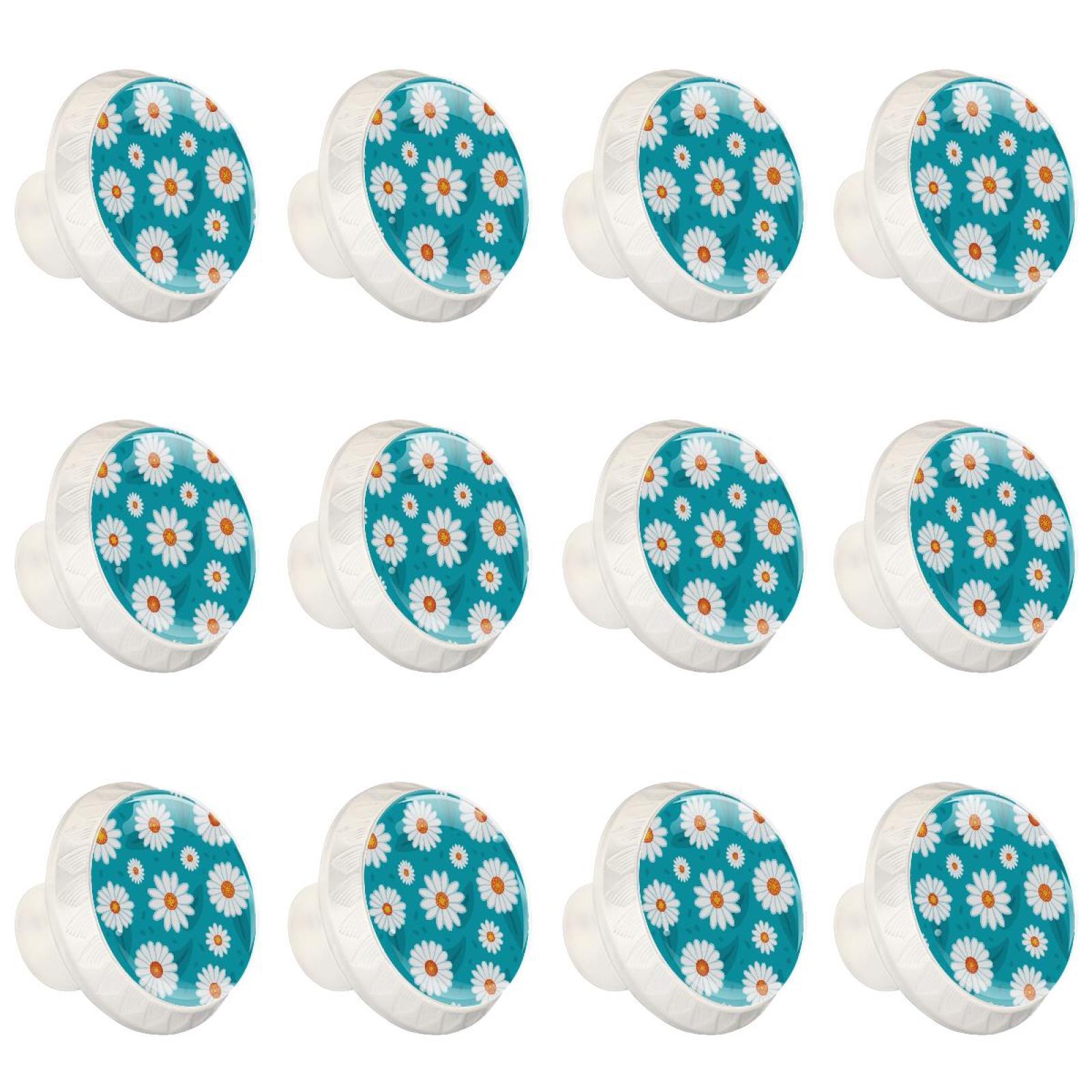 12 Pcs White Daisy Flower Knobs for Kitchen Cabinet Cupboard Dresser Bookcase Drawer Pulls ...