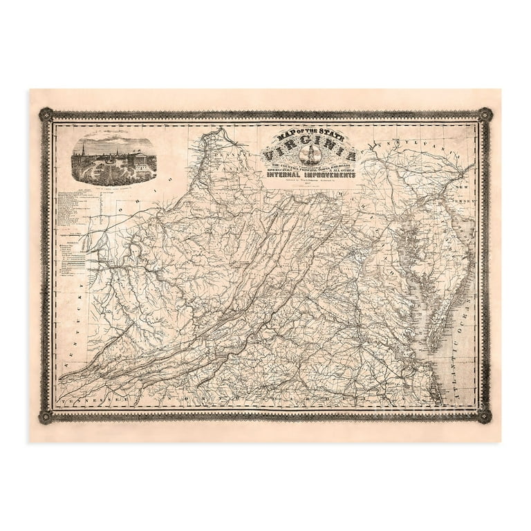 Virginia Map Old Map Restored Map Of Virginia Archival Etsy Old Map