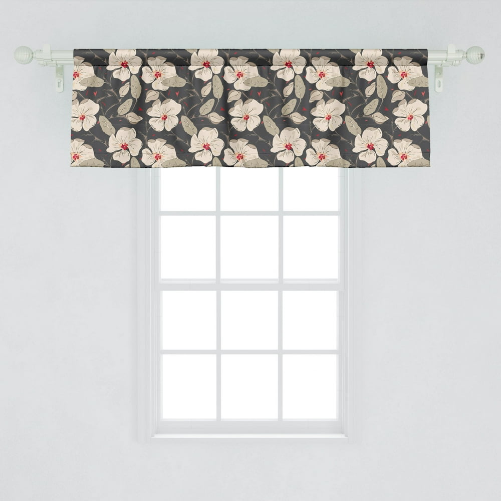 Ambesonne Floral Window Valance Poppy Flowers Vintage With Abstract